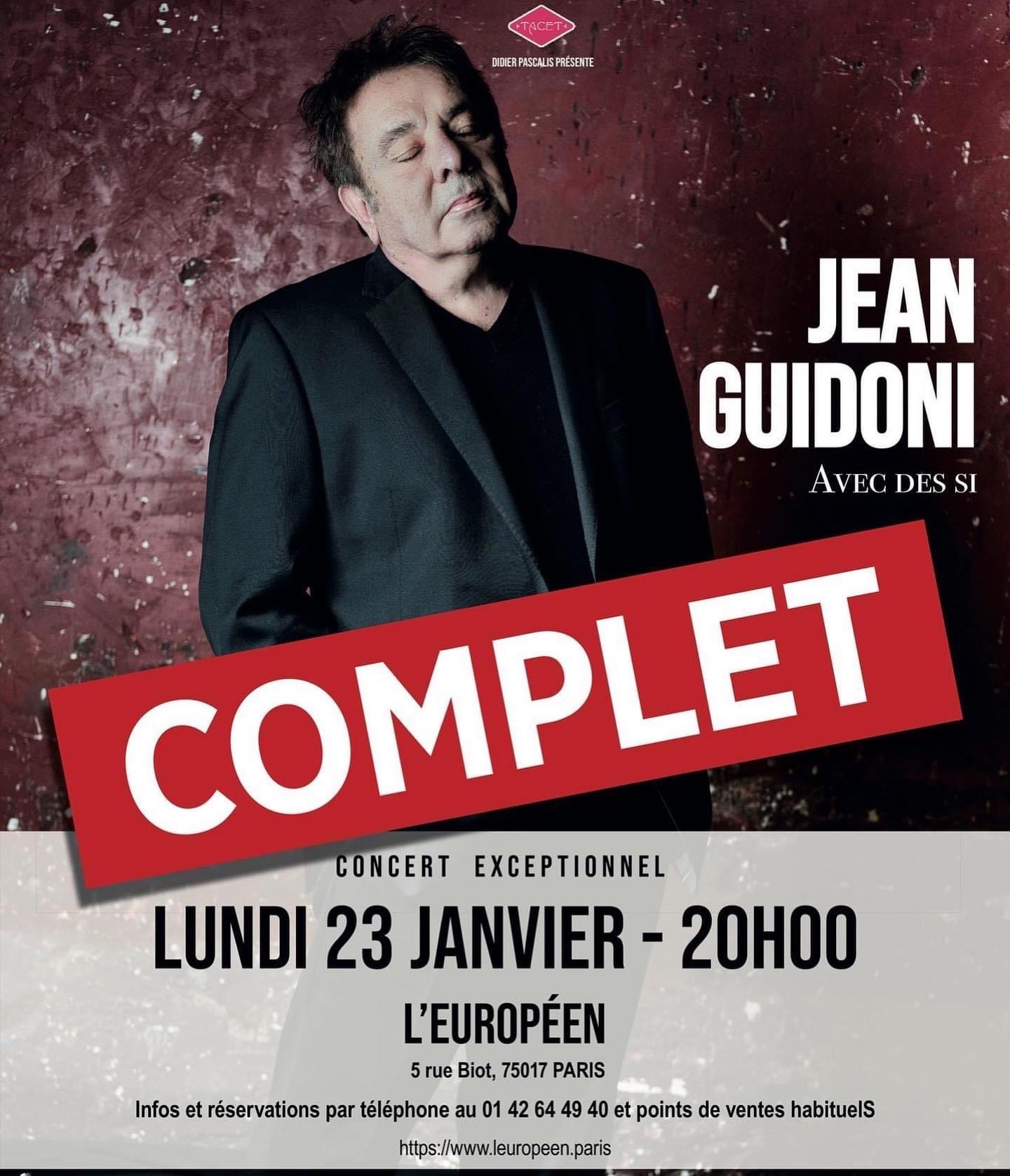 Jean Guidoni - à l'Européen - Paris 23-01-2023- Album "Avec des Si" 25 Mars 2022